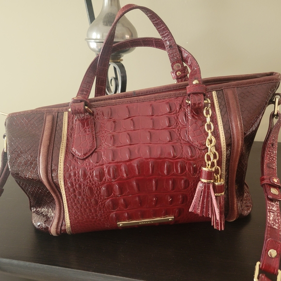 Brahmin | Bags | Vintage Brahmin Red Satchel With Gold Accents | Poshmark